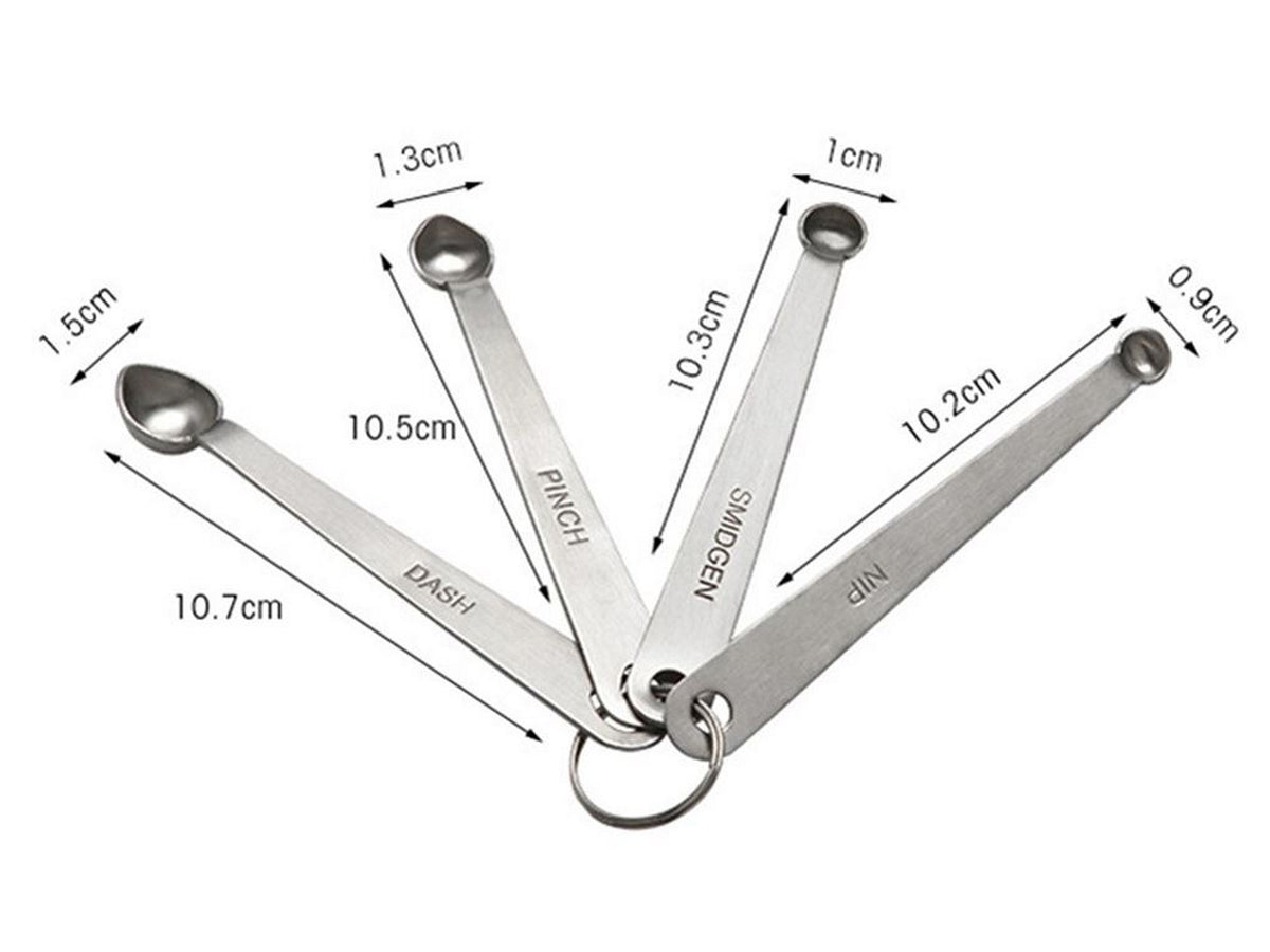Metal Measuring Spoons - Set of 4 - Nip, Smidgen, Pinch, Dash – 123kitchens